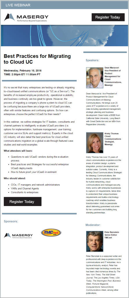 Join Masergy and TMC for a UCaaS Webinar | iAgentNetwork