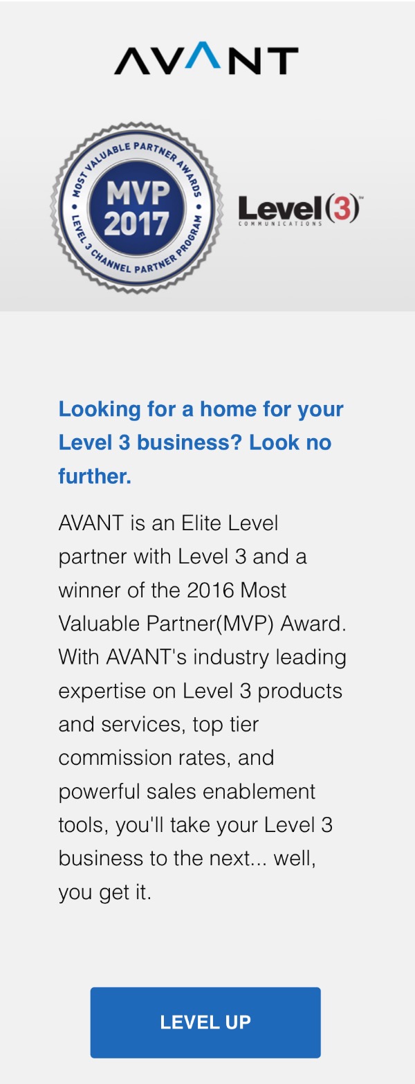 AVANT | Level Up Your Level 3 Business | iAgentNetwork