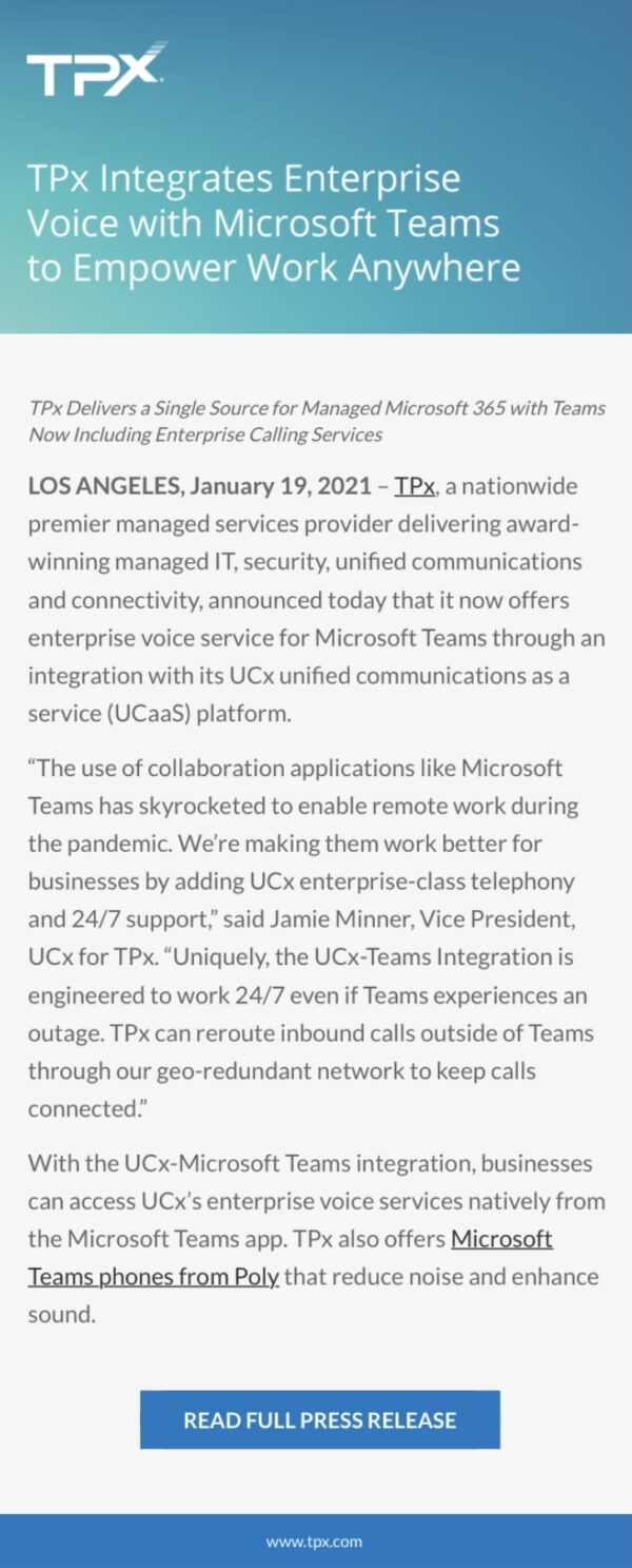 TPx Integrates Enterprise Voice with Microsoft Teams to Empower Work ...