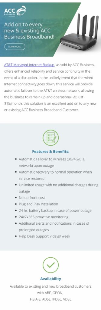 ACC Business Offers Managed Internet Backup over the AT&T Wireless ...