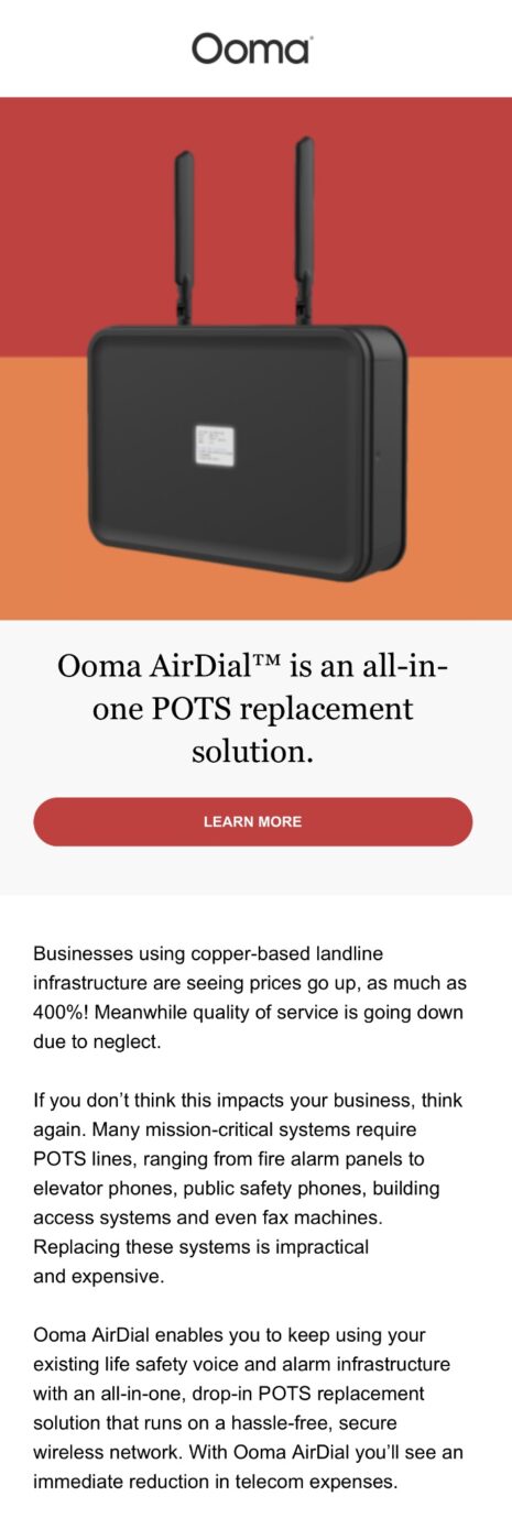 Ooma AirDial is an all-in-one POTS replacement solution. | iAgentNetwork