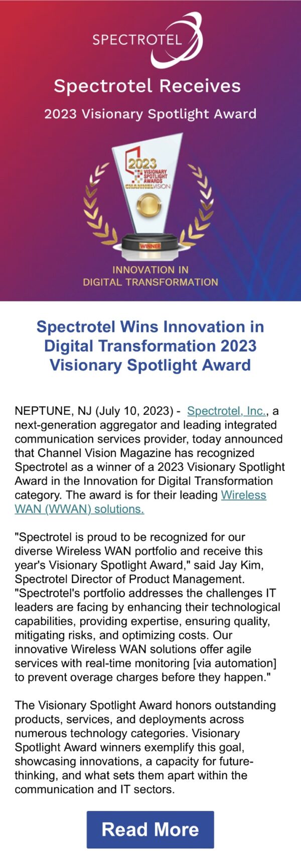 Spectrotel Wins 2023 Visionary Spotlight Award! | iAgentNetwork